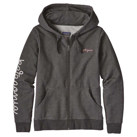 Patagonia | Tops | Patagonia Womens Dark Gray Full Zip Rope Script ...